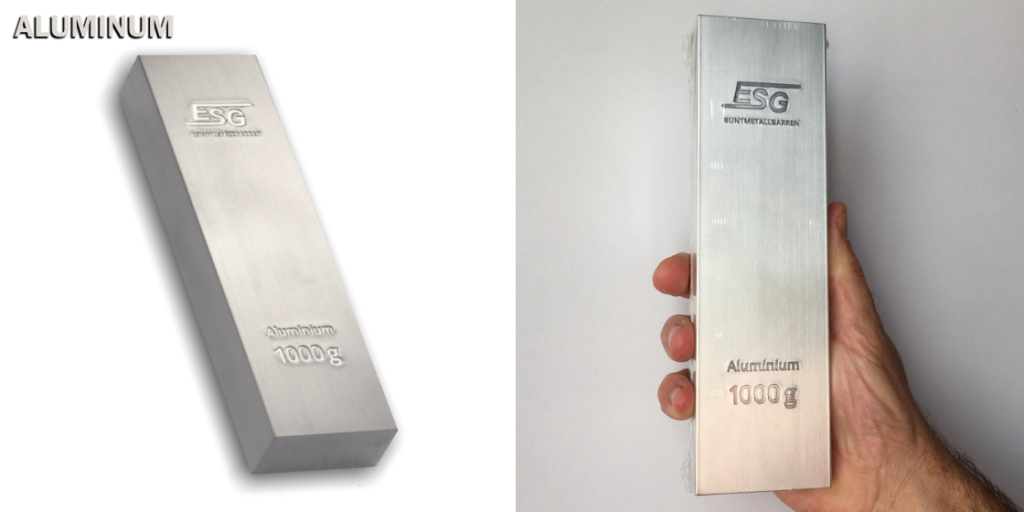 Lingote de aluminio puro de 1000 gramos (refinería ESG ...