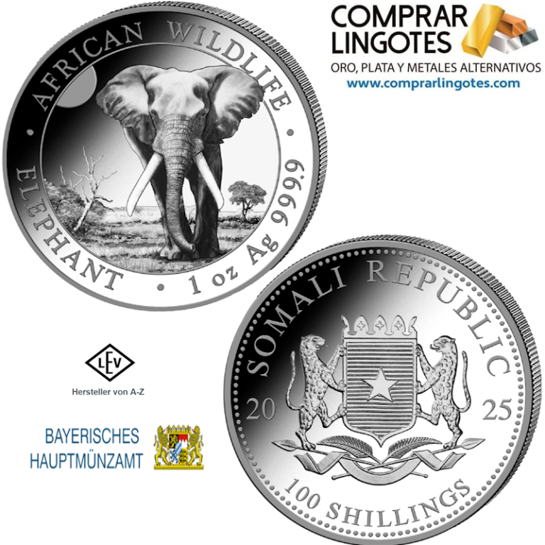 Monedas de plata. somalia de 1 onza de plata (2025)